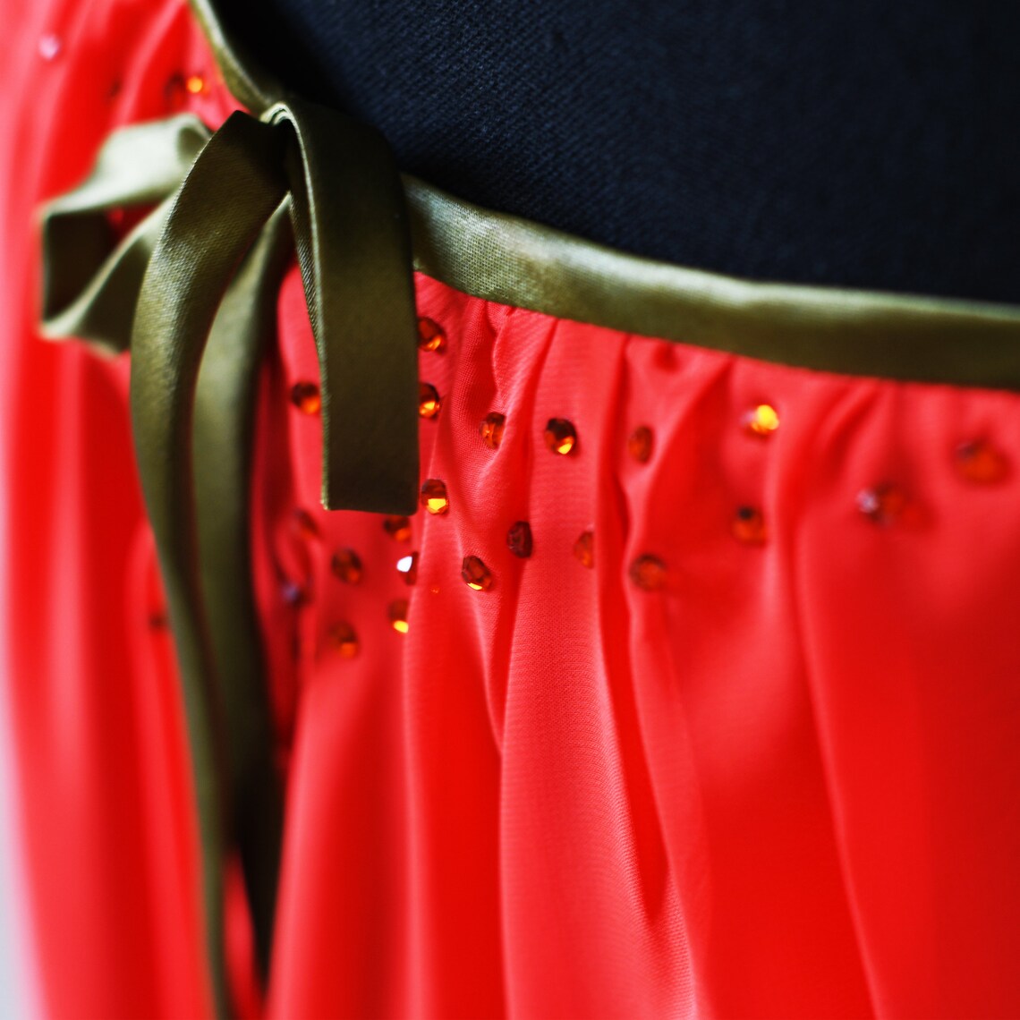 Asymmetrical Satin Tango Dance Skirt With Crystals & Chiffon - Madame ...