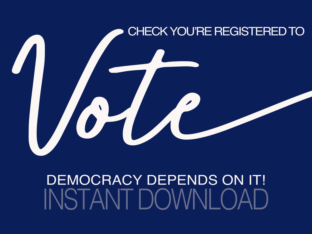 Printable VOTE Sign. Are You Registered to Vote Downloadable, Digital ...
