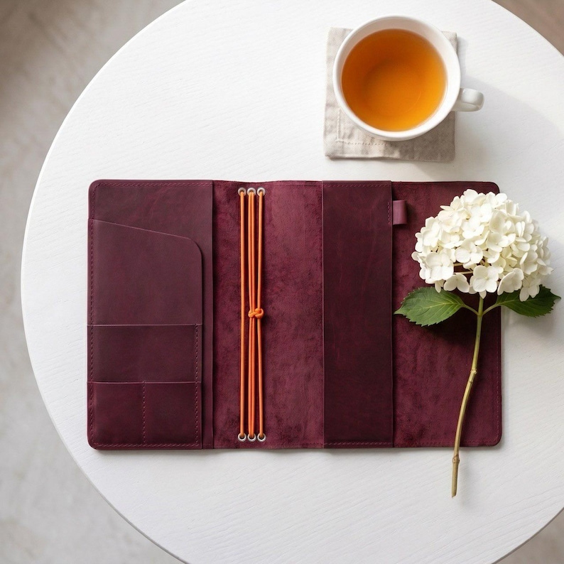 Customized Leather Journal, Trifold Leather Notebook A5, Travel Leather ...