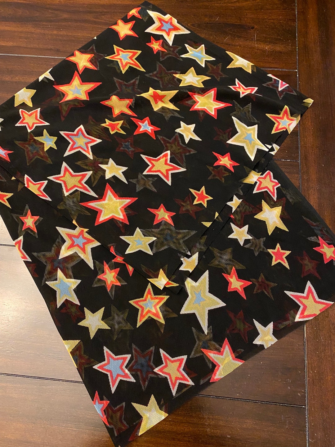 Black Star Power Mesh Fabric - Etsy