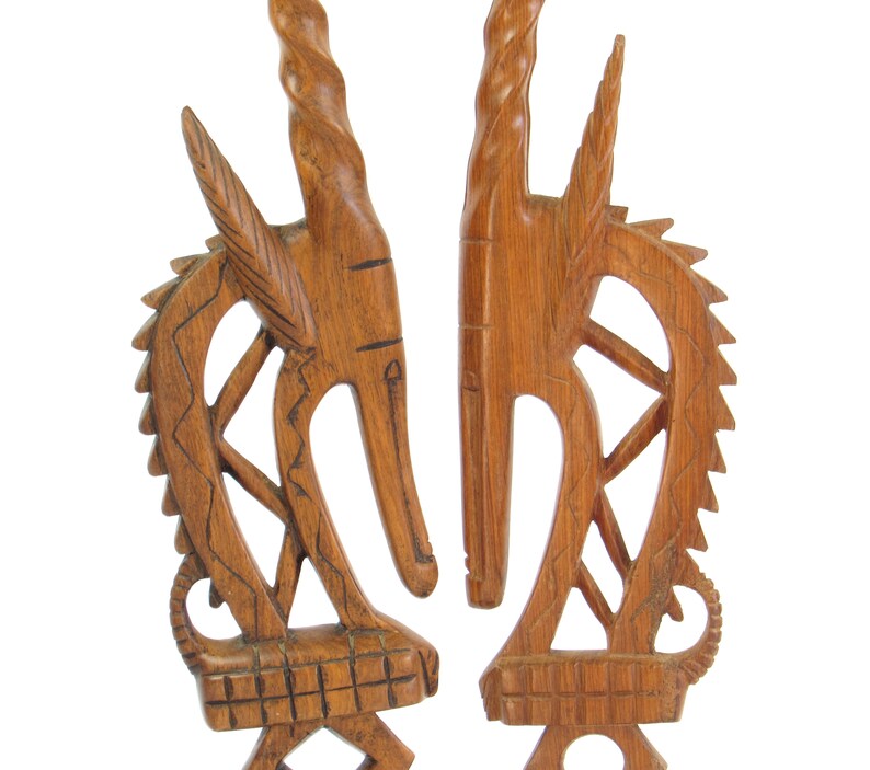 Tall Exotic Antelope Ibex Sculptures Hand Carved Wooden - Etsy