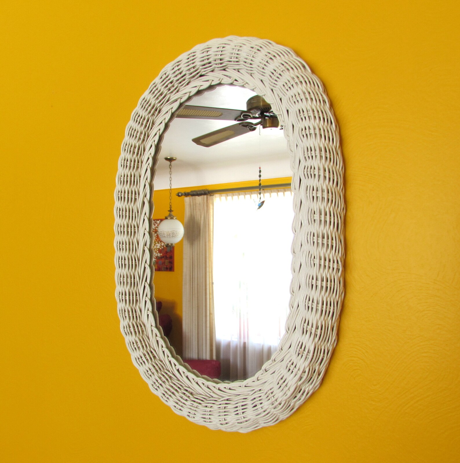 White Wicker Mirror Ready to Hang Vertically Horizontally - Etsy
