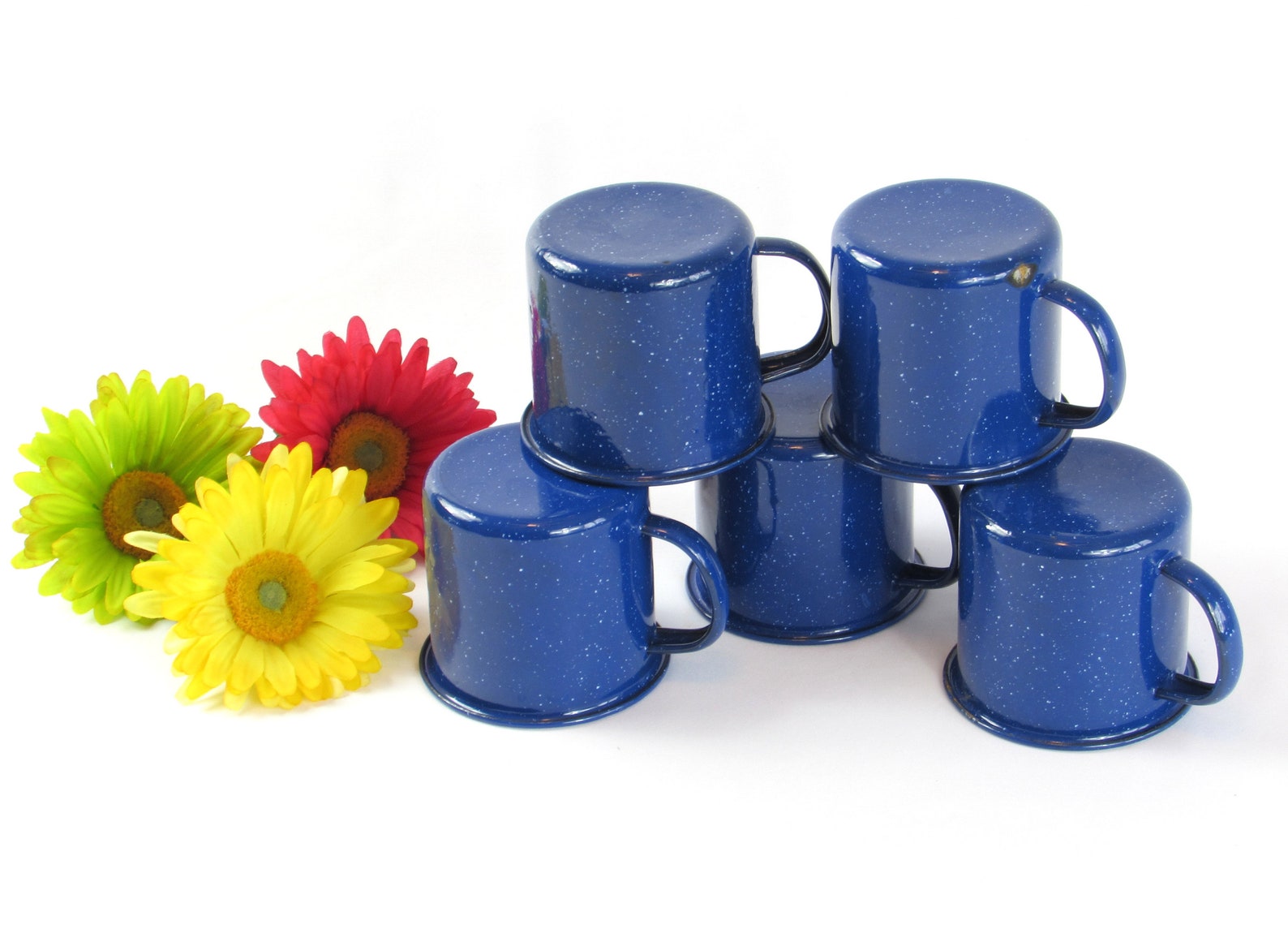 Five Speckled Blue Enamel Cups Vintage 1960s 1970s 1980s | Etsy
