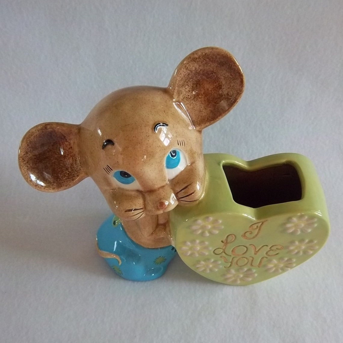 Adorable I Love You Vase Blue Eyed Mouse Kitschy - Etsy