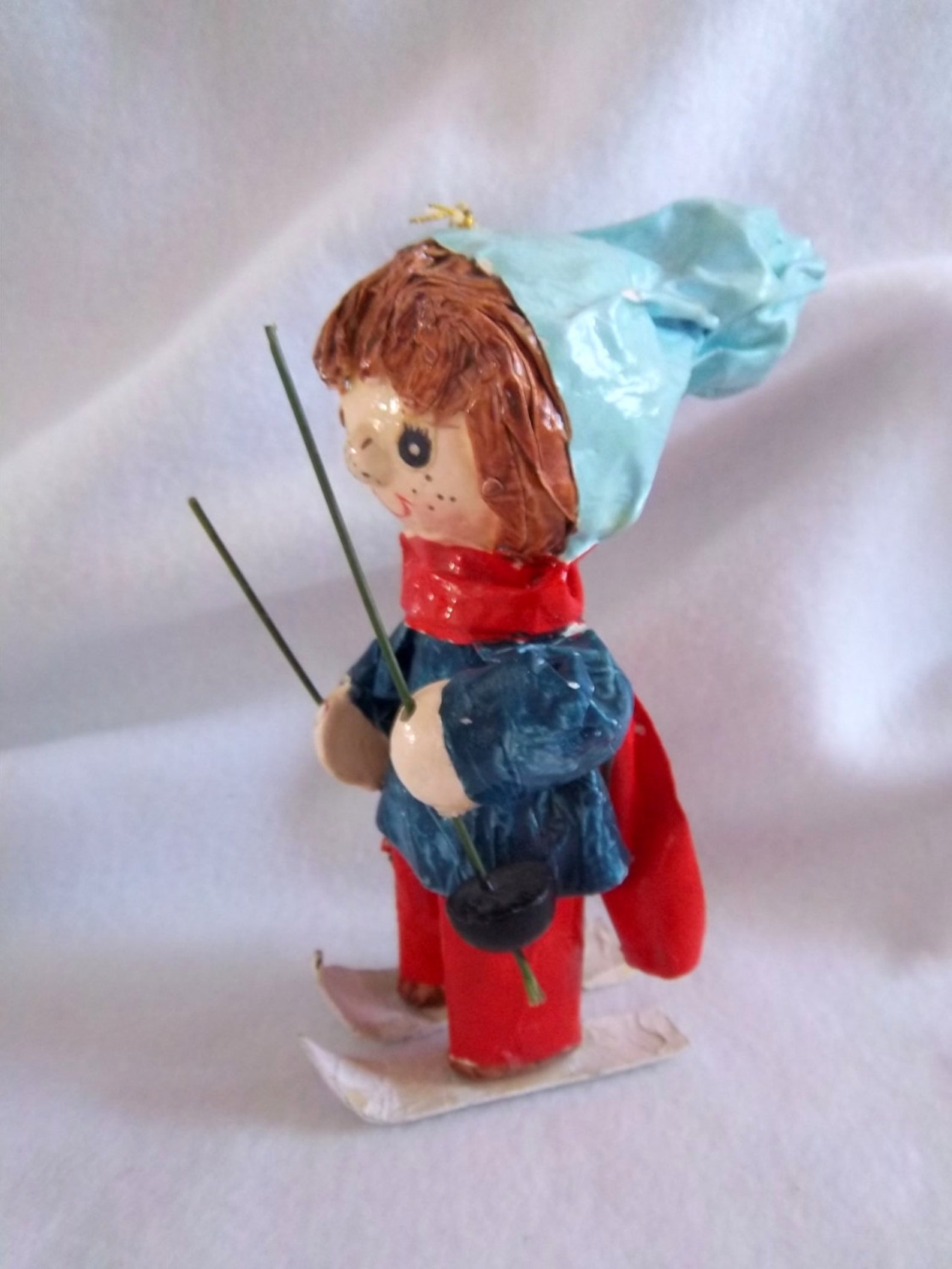 Cute Little Nordic Paper Mache Skiier Ornament Vintage OOAK - Etsy