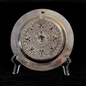 Silver and Abalone Tribal Aztec Sun Dial Wall Hanging Dish Primitive ...