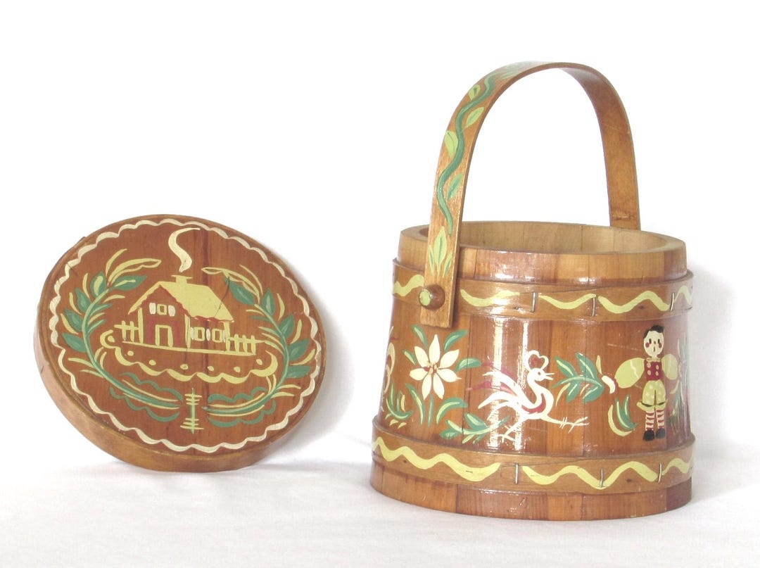 Antique Firkin Bucket, Maple Syrup Container, Cookie Jar With Lid ...