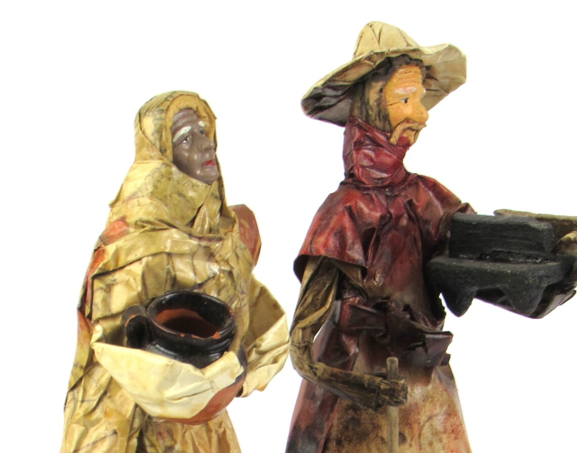 Traditional Old World Papier Mache Man and Woman Global Folk | Etsy