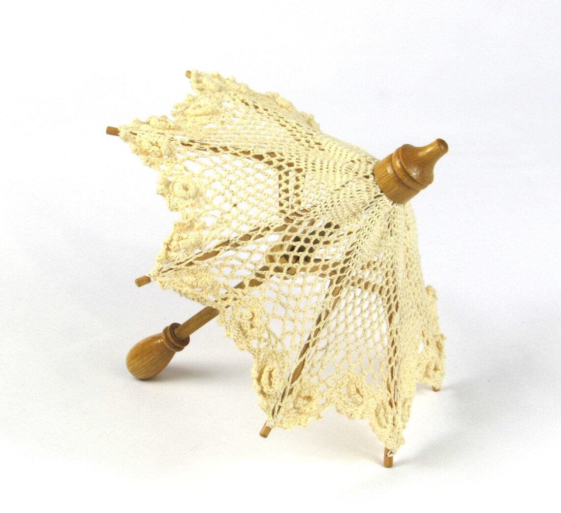 Crocheted Doll Miniature Parasol Umbrella Vintage Mid - Etsy