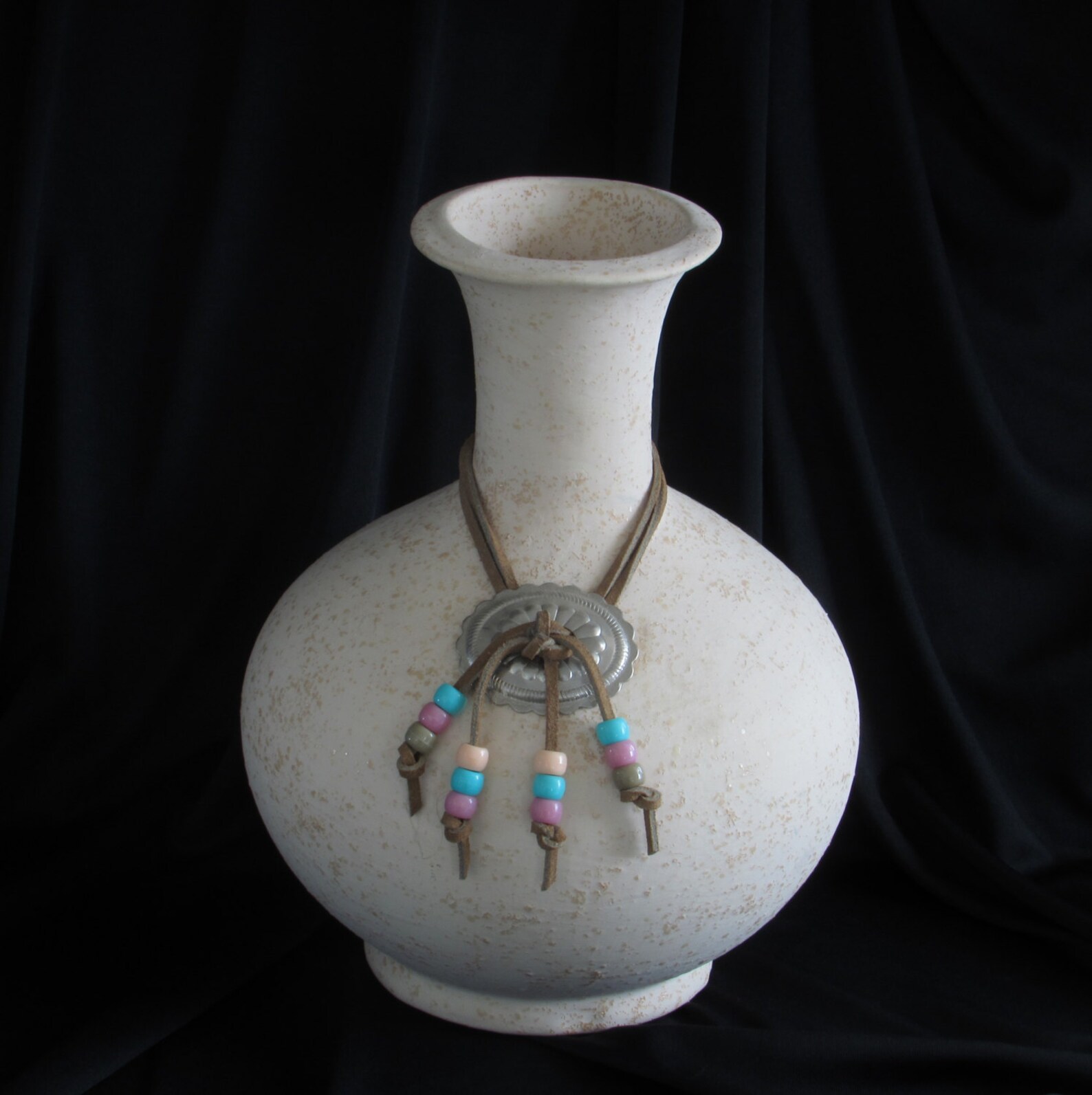 Southwest Vase With Silver Bolo Pendant Leather Cords and | Etsy