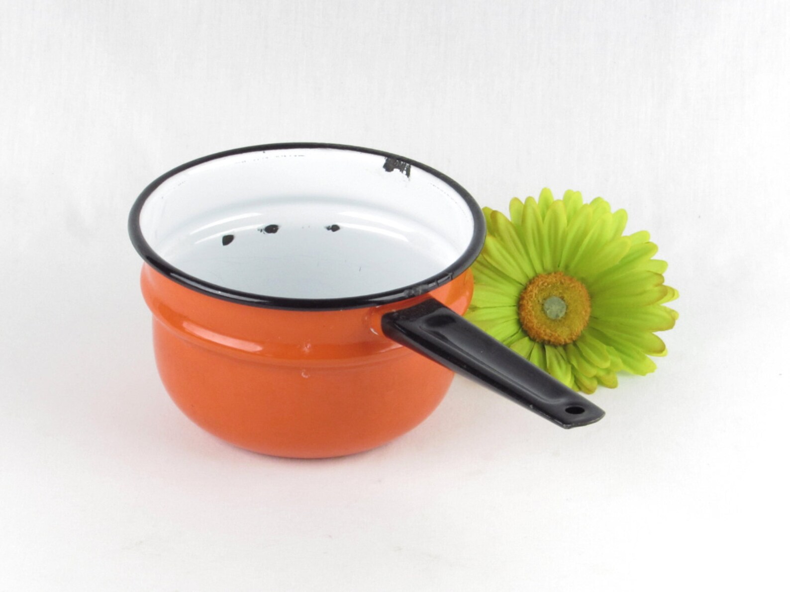 Orange Enamel Cooking Pan Vintage Home Kitchen Enamelware - Etsy