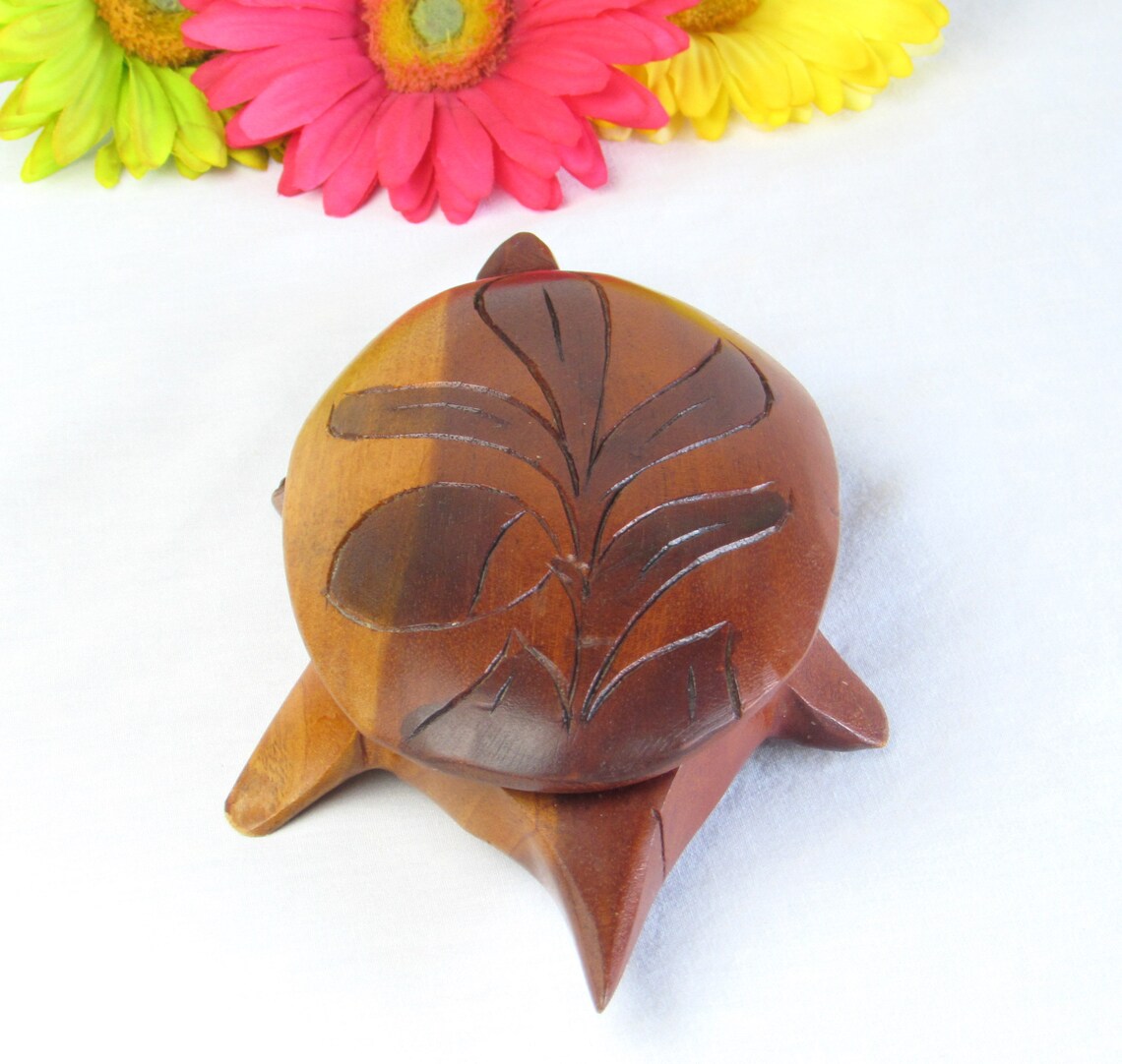 Hand Carved Turtle Trinket Box Figurine Jewelry Box - Etsy