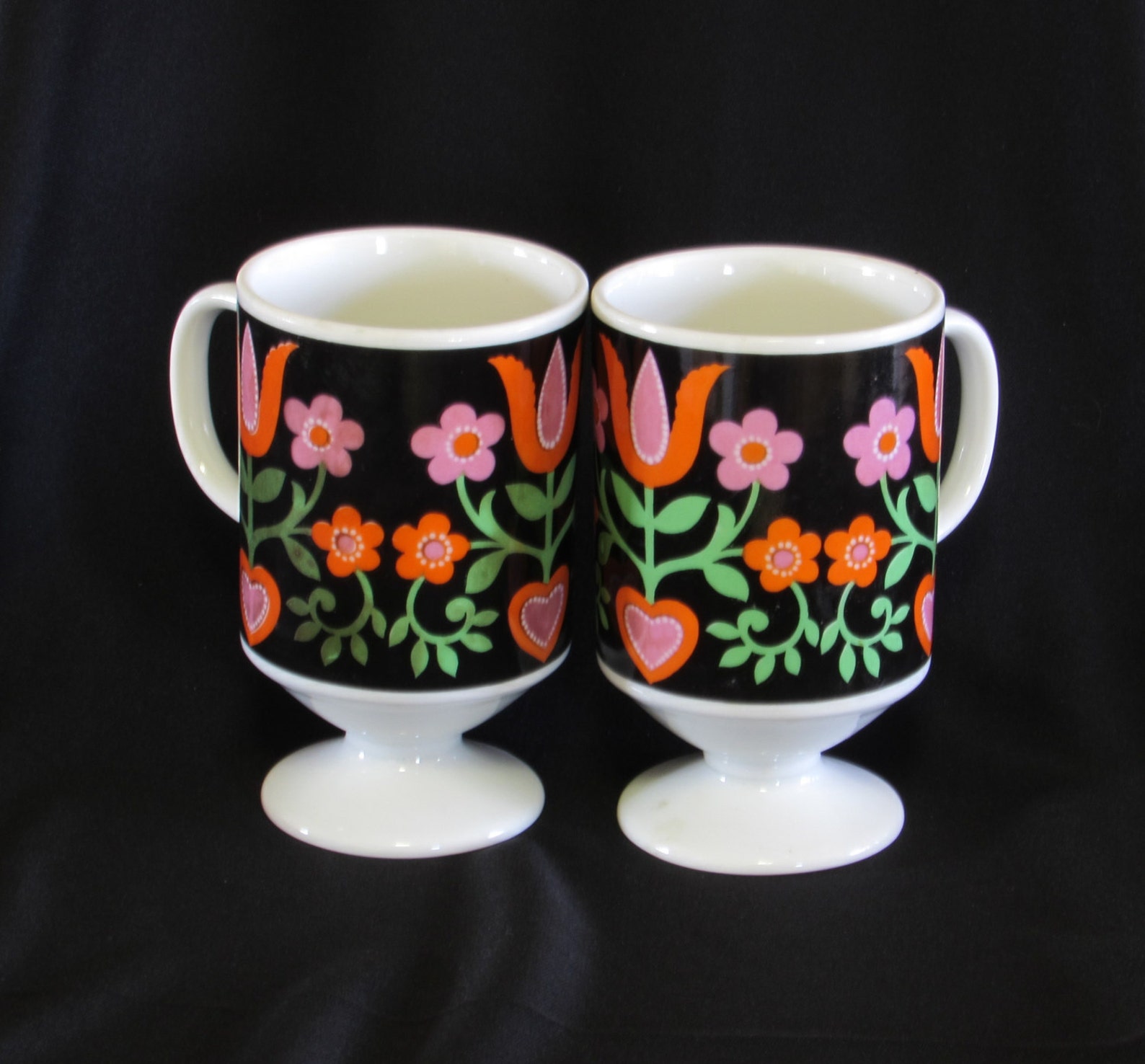 Super 70s Colorful Retro Coffee Mugs Pair | Etsy