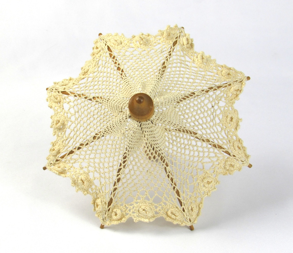 Crocheted Doll Miniature Parasol Umbrella Vintage Mid - Etsy