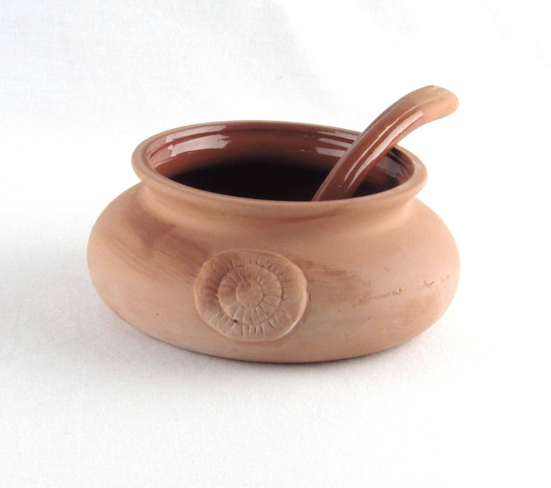 Earthy Terracotta Salsa Pot With Matching Spoon - Etsy