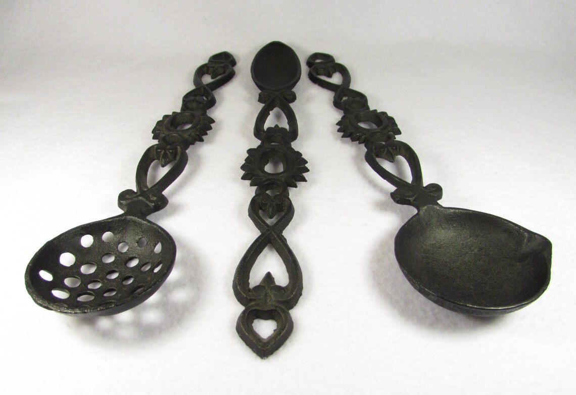 Heavy Duty Cast Iron Spoons Primitive Steampunk Vintage Home | Etsy