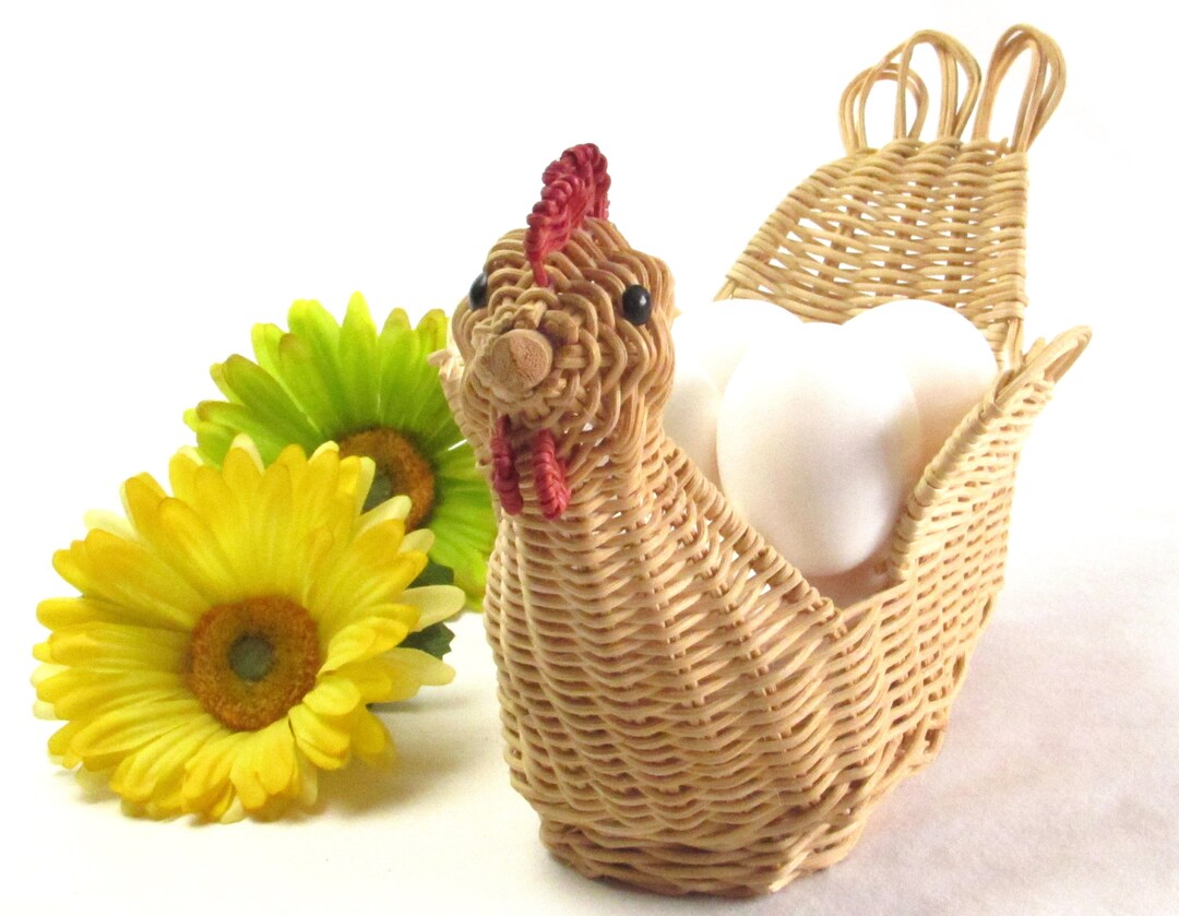 Wicker Rooster Basket - Easter Egg Holder - OOAK Table Centerpiece ...