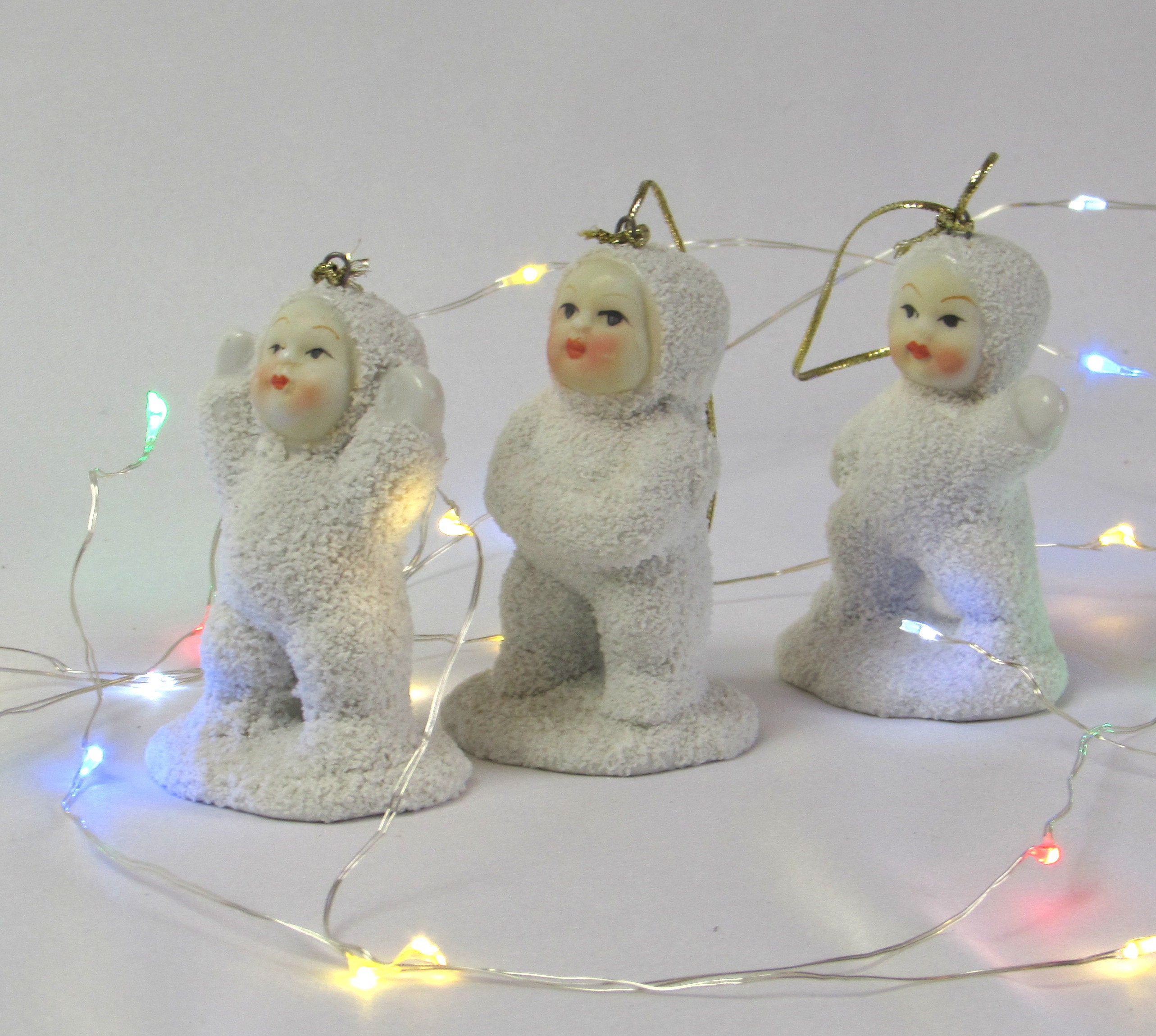 Set of Three 3 Snowbaby Figurines Ornaments White | Etsy