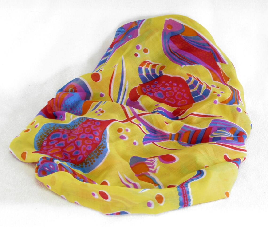 Extra Long and Wide Scarf Wrap Silky Creatures of the Sea - Etsy