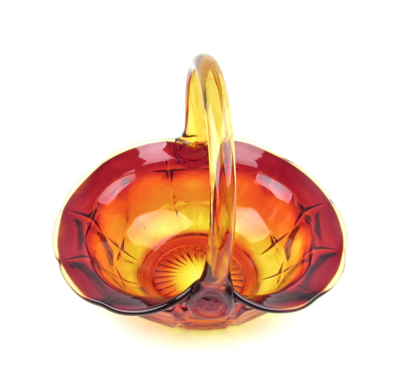 Glass Amberina Basket Red Orange Yellow Fade Glass - Etsy