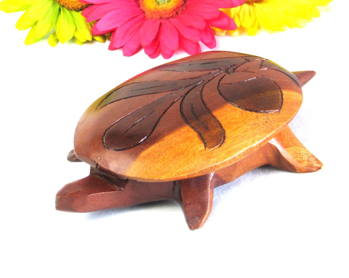 Hand Carved Turtle Trinket Box Figurine Jewelry Box - Etsy