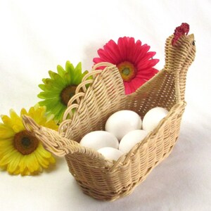 Wicker Rooster Basket - Easter Egg Holder - OOAK Table Centerpiece ...