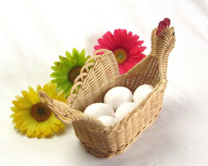 Wicker Rooster Basket Easter Egg Holder OOAK Table | Etsy