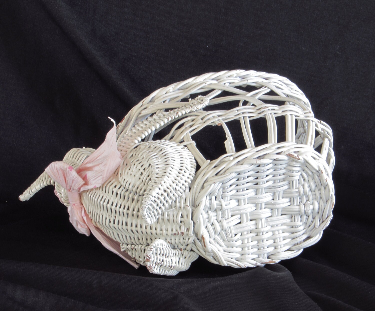 White Wicker Two Tone Bunny Basket Shabby Chic Planter | Etsy