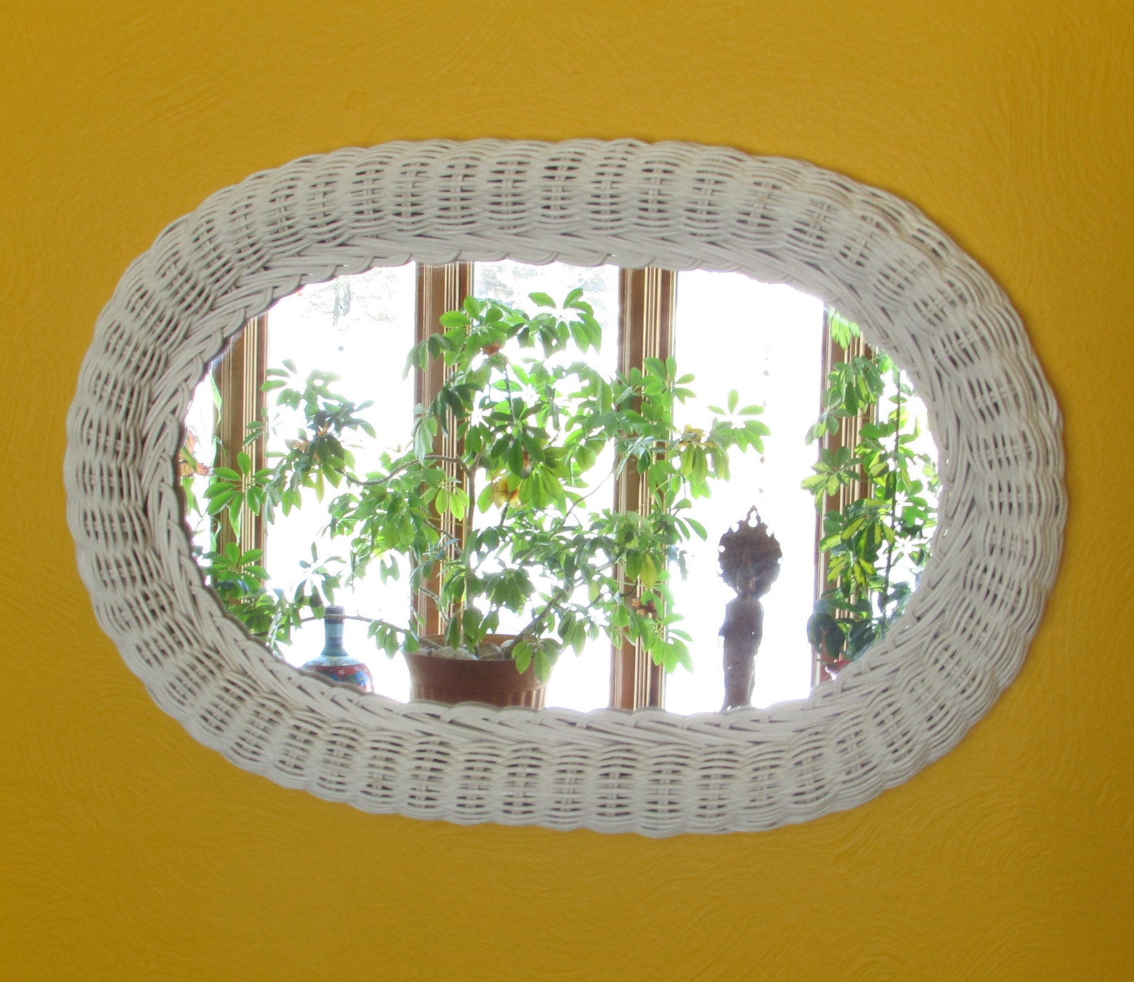 White Wicker Mirror Ready to Hang Vertically Horizontally | Etsy