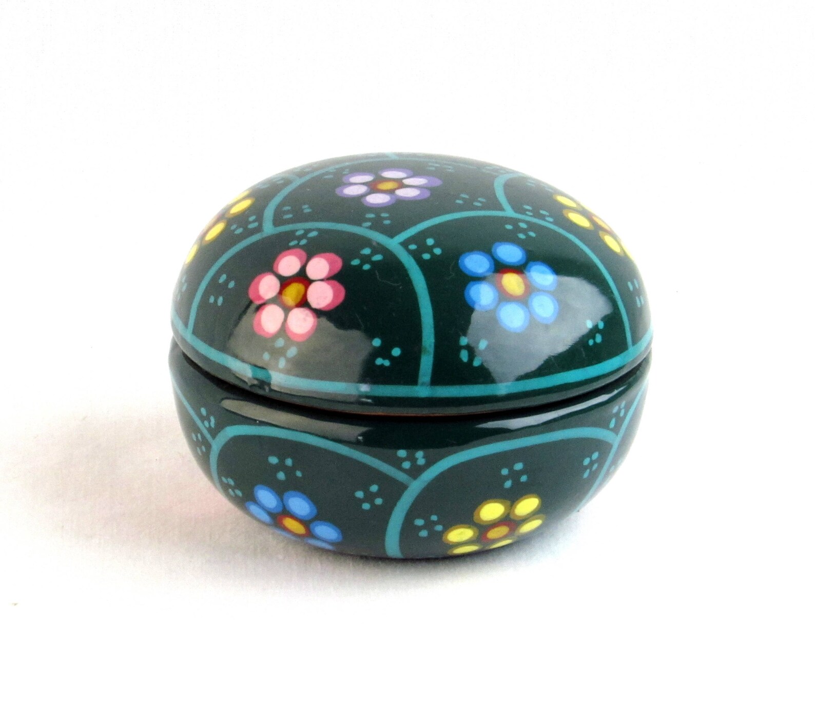 Emerald Green Trinket Box Colorful Hand Painted Terracotta Jewelry Box ...