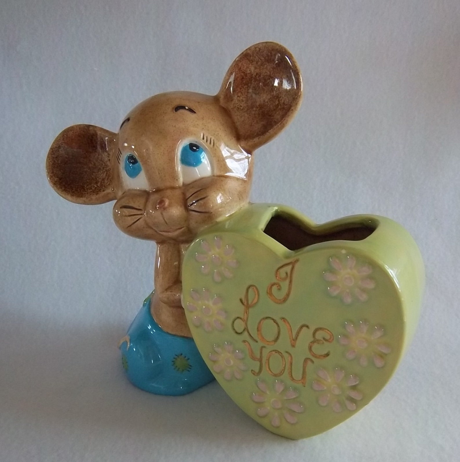 Adorable I Love You Vase Blue Eyed Mouse Kitschy | Etsy