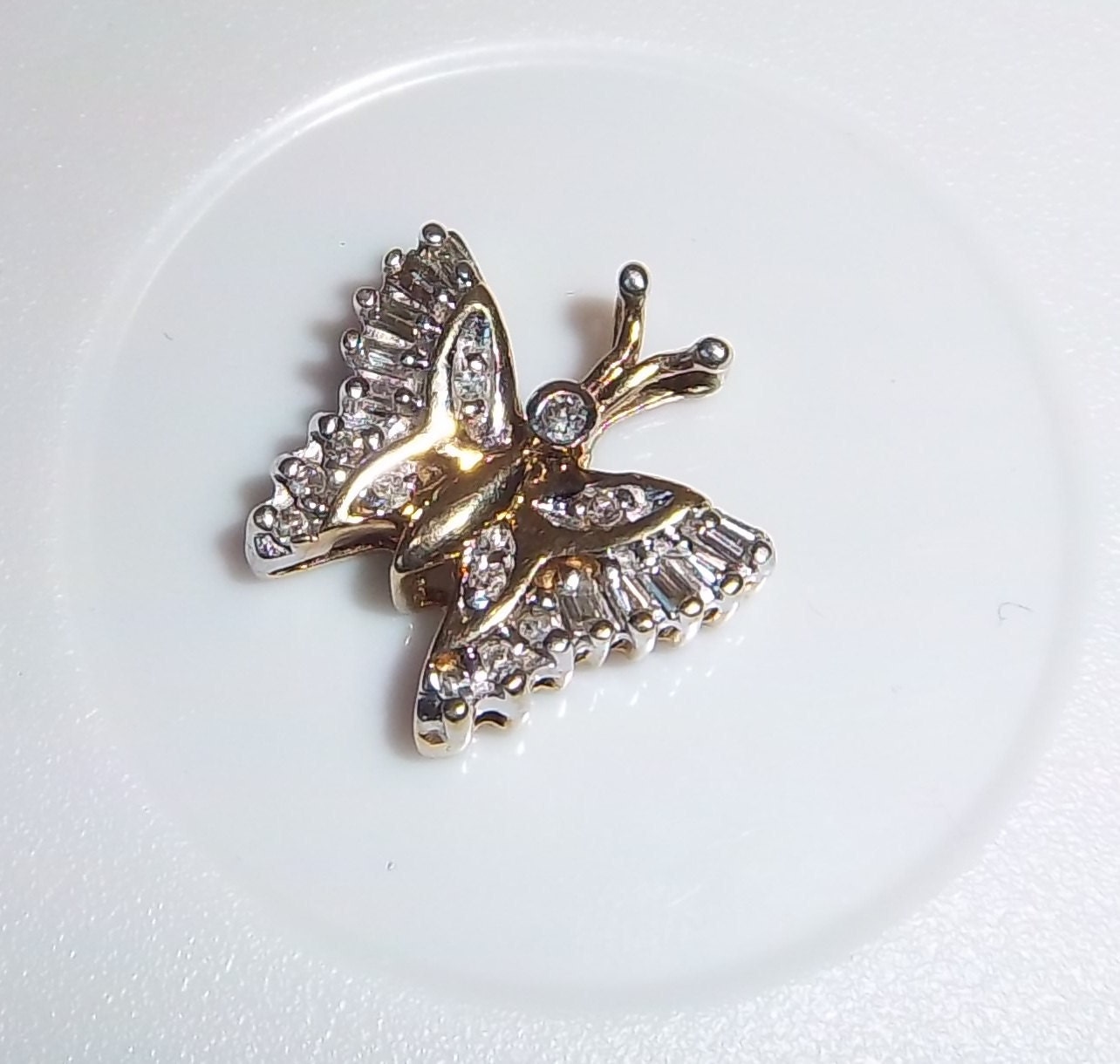 Vintage Diamond Butterfly Necklace Pendant set in 10k Gold | Etsy