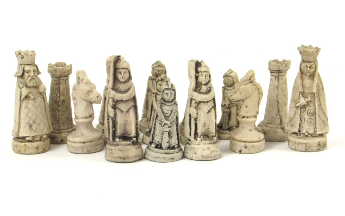 Medieval Chess Set Composite Stone Pieces Etched Board: | Etsy