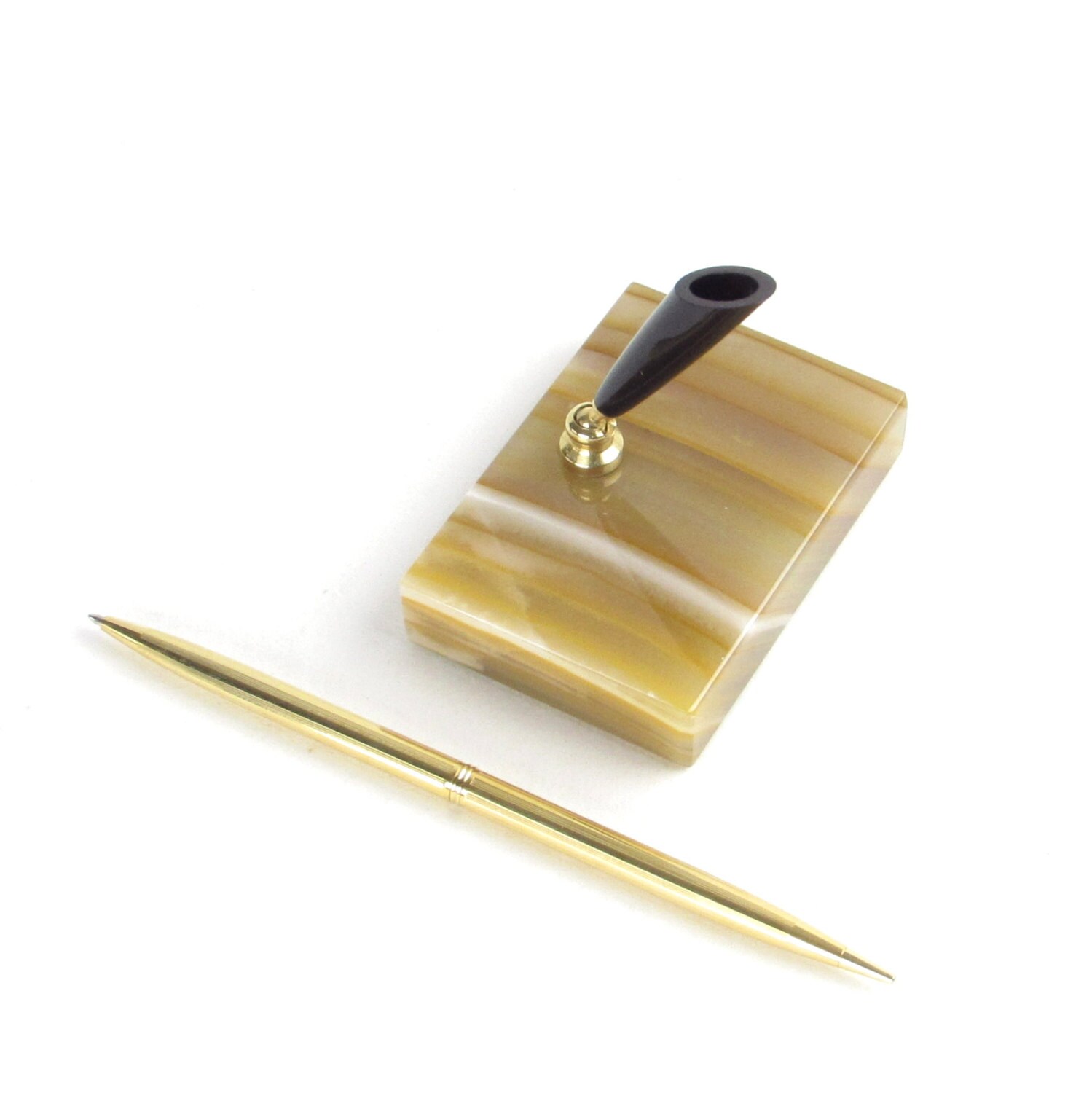 Classic Hollywood Regency Pen Holder on Marble Base - Etsy