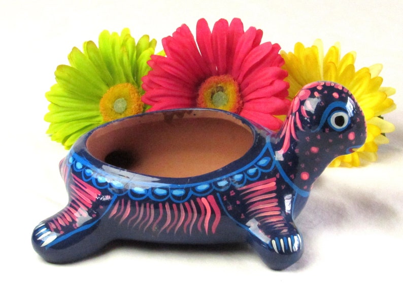 Vintage Turtle Planter Cobalt Blue Ceramic Pot Container - Etsy