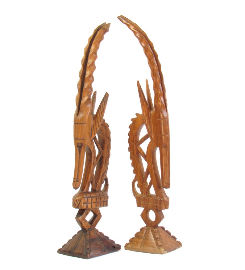 Tall Exotic Antelope Ibex Sculptures Hand Carved Wooden - Etsy