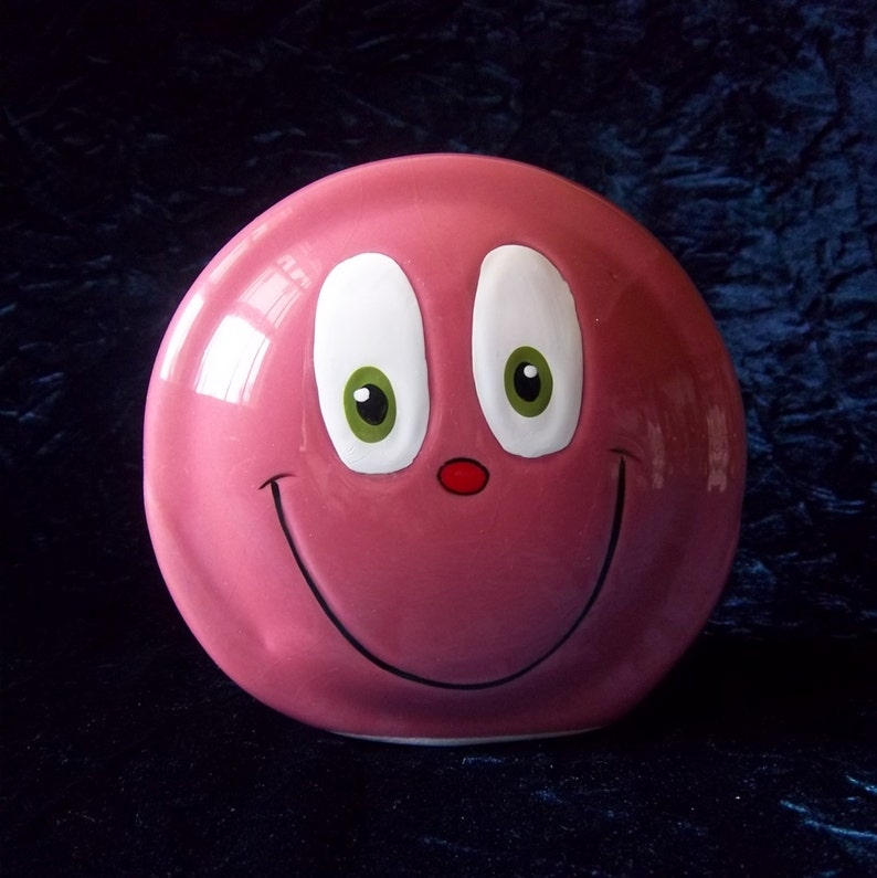 Retro Pink Smiley Face Bank With Stopper Vintage Happy Home - Etsy