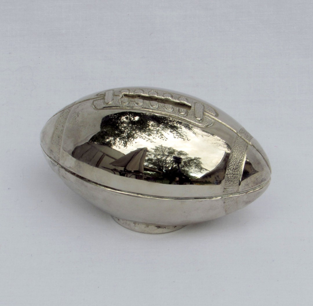 Silverplated Football Bank - Childrens Bedroom Sports Theme - Vintage ...