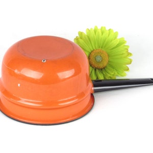 Orange Enamel Cooking Pan Vintage Home Kitchen Enamelware Dishesdecor ...