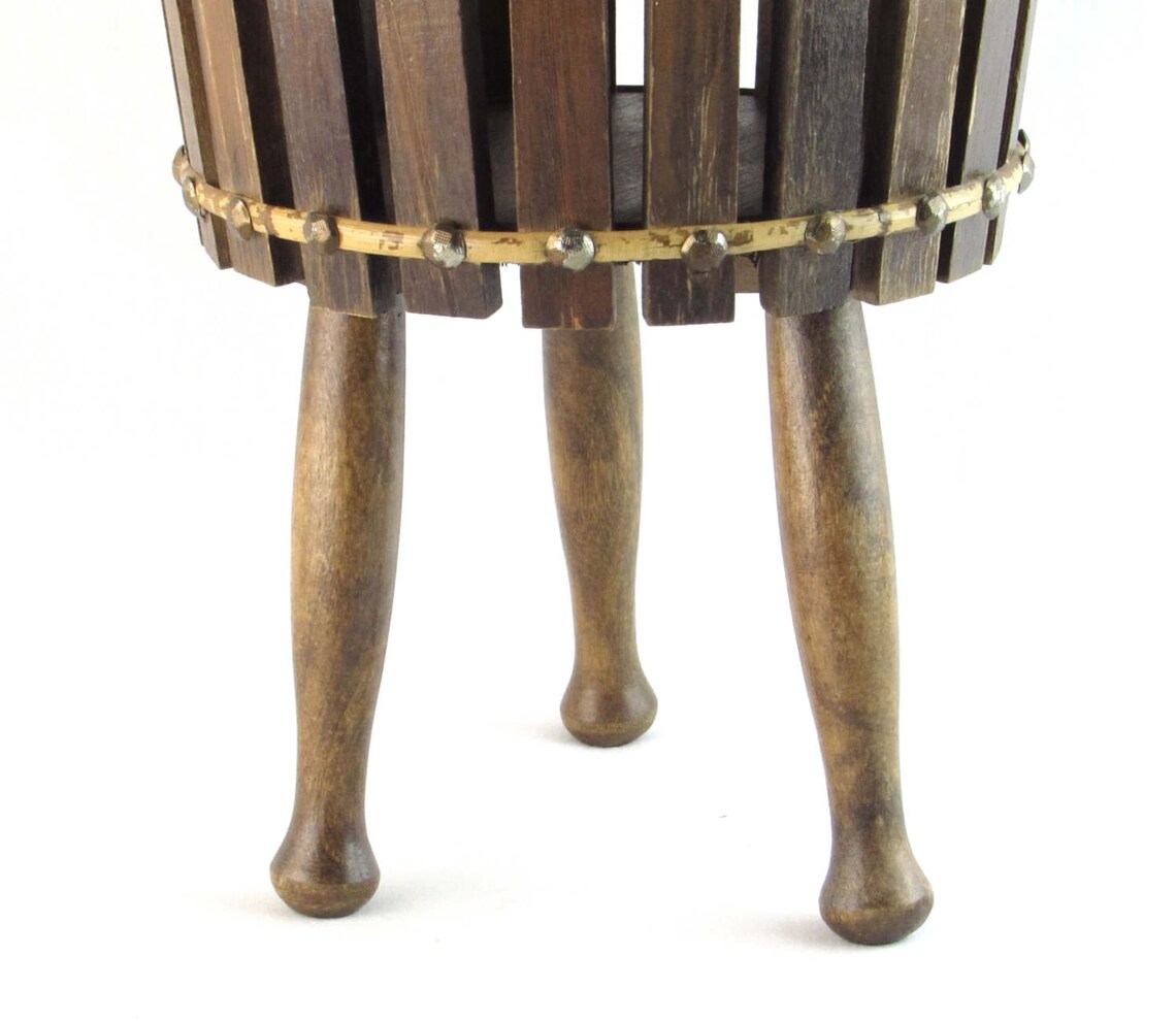 Shabby Chic Potted Plant Stand Slatted Three Legged Barrel | Etsy