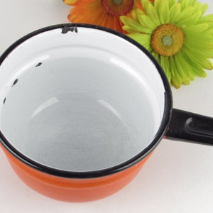 Orange Enamel Cooking Pan Vintage Home Kitchen Enamelware Dishesdecor ...