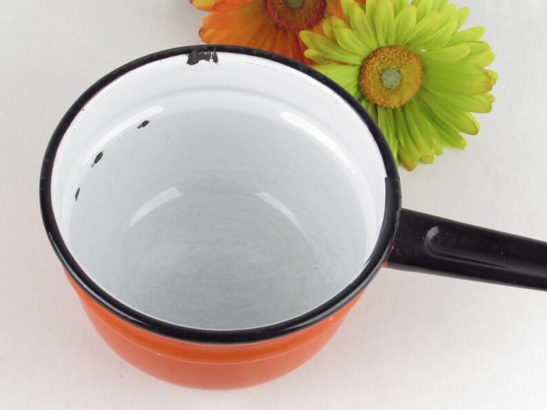 Orange Enamel Cooking Pan Vintage Home Kitchen Enamelware - Etsy
