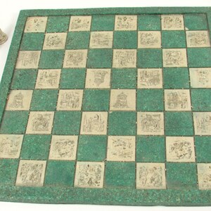 Medieval Chess Set - Composite Stone Pieces - Etched Board: Knights ...