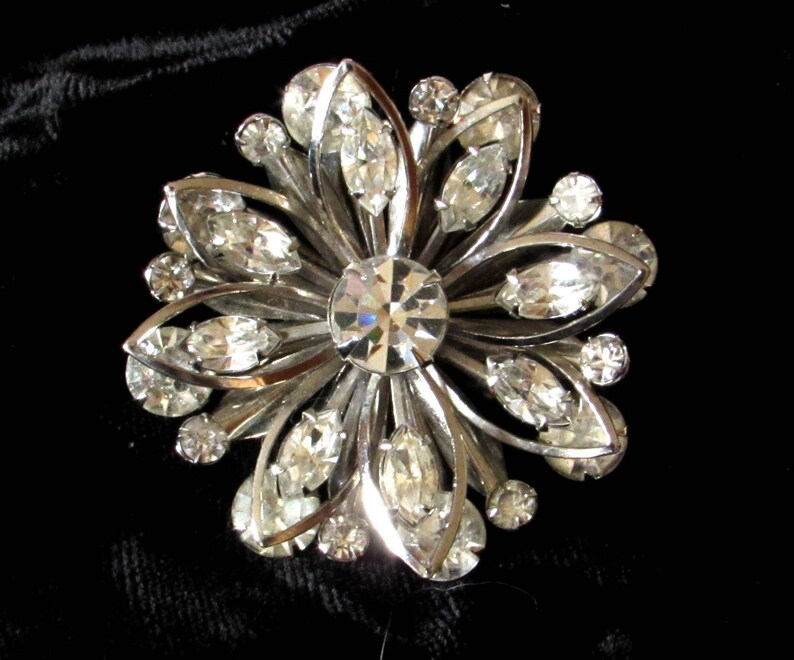 Glistening Vintage Clear Rhinestone Bridal Brooch or Sparkling | Etsy