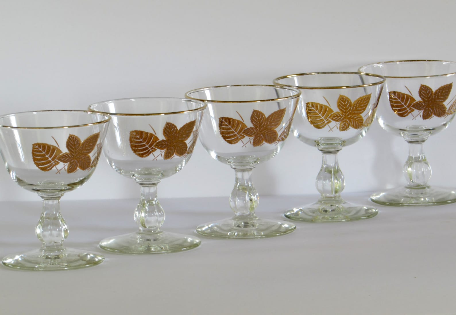 Lot of Five 5 Vintage 22K Gold Gilded Leaf Glasses with | Etsy