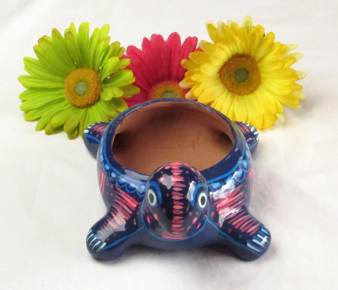 Vintage Turtle Planter Cobalt Blue Ceramic Pot Container - Etsy