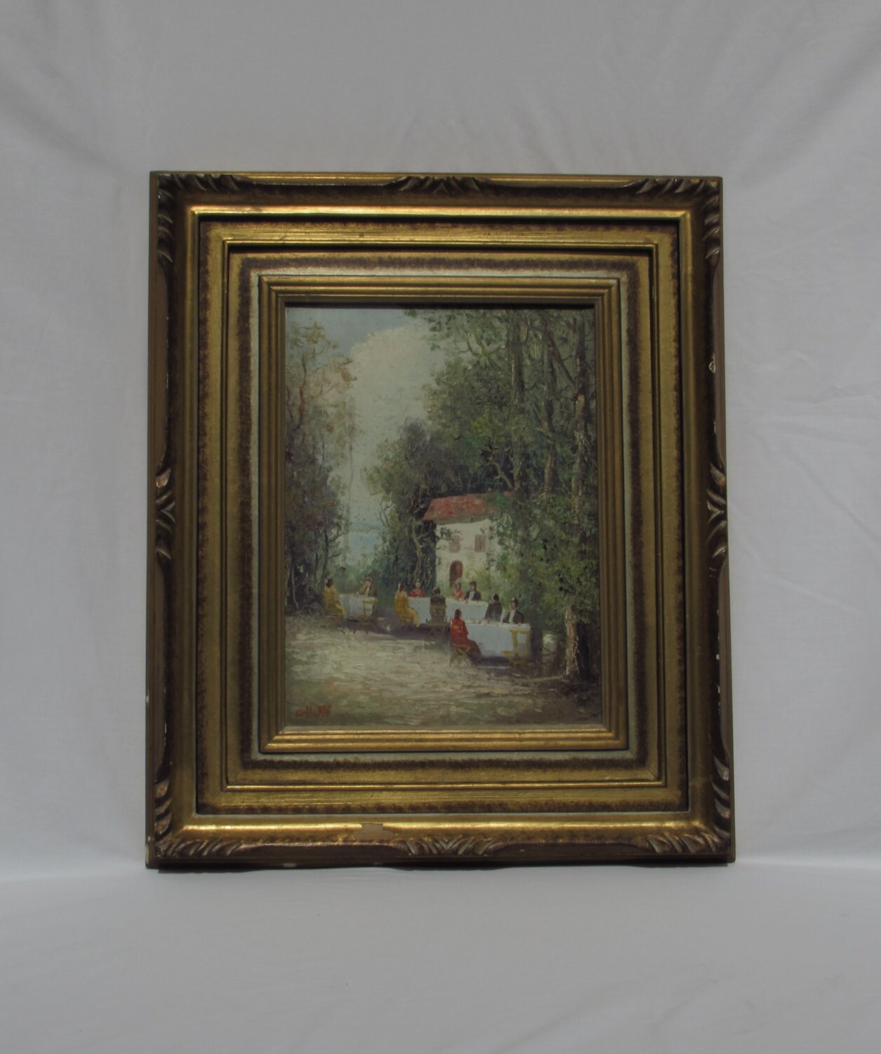 Original Signed Colletti Oil Painting - People Enjoying Afternoon Tea ...