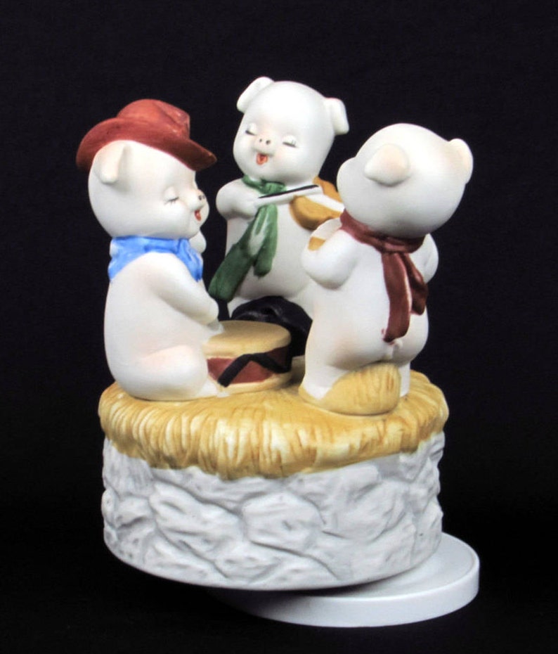 Music Box Three Little Pigs as Musicians on Violin Drums | Etsy