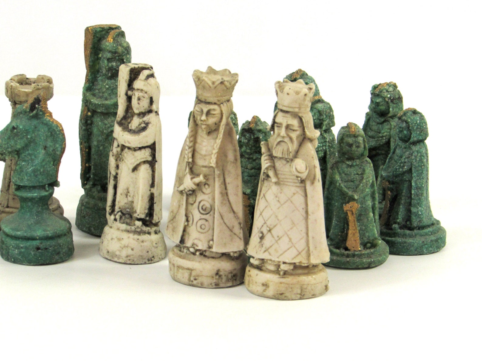 Medieval Chess Set Composite Stone Pieces Etched Board: | Etsy