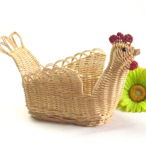 Wicker Rooster Basket - Easter Egg Holder - OOAK Table Centerpiece ...